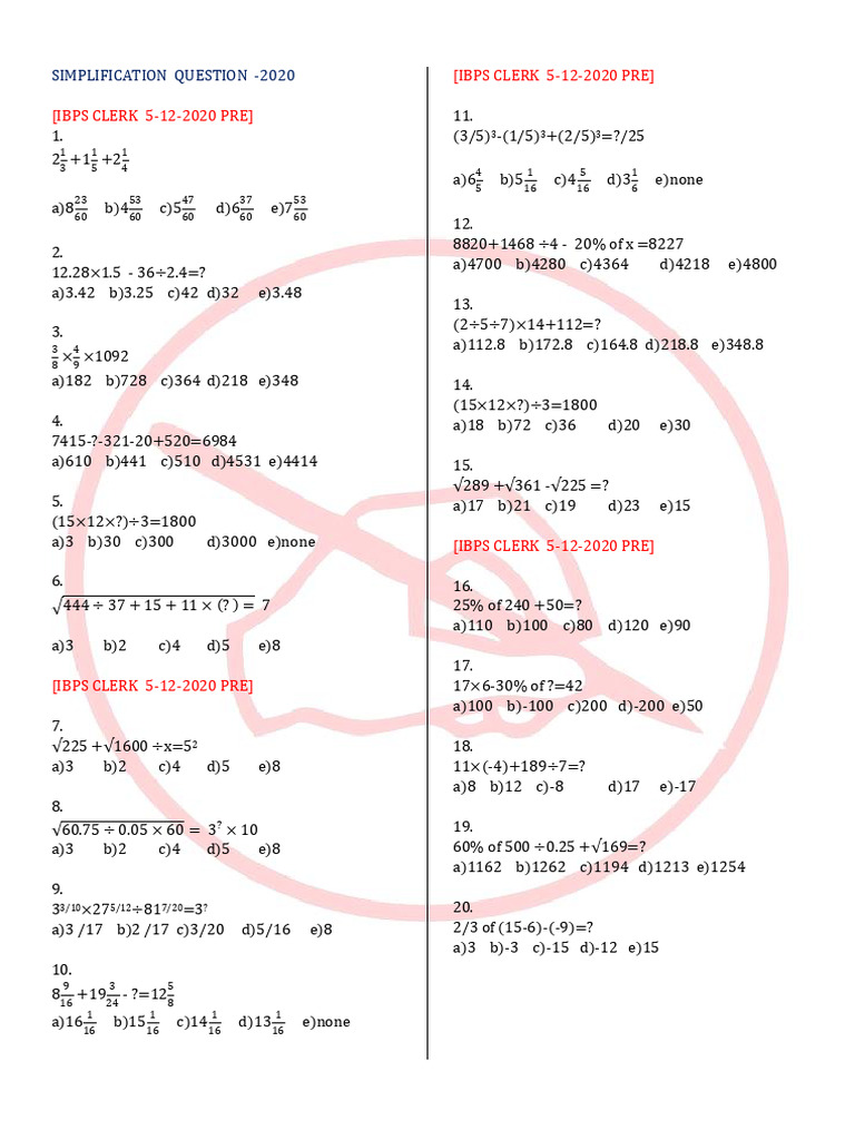 Simplification 2020 (Bank Exam)-1 | PDF