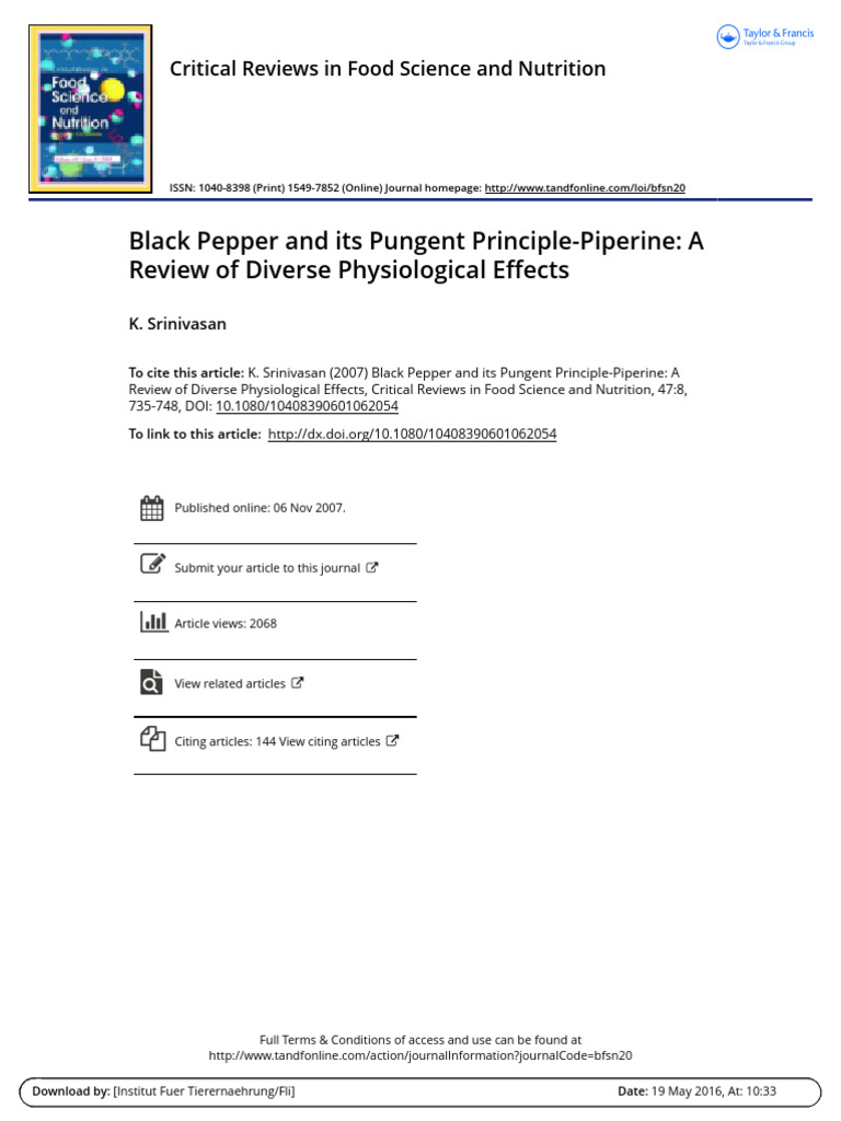 Blackpepper and Its Pungent Principle-Piperine | PDF | Antioxidant ...