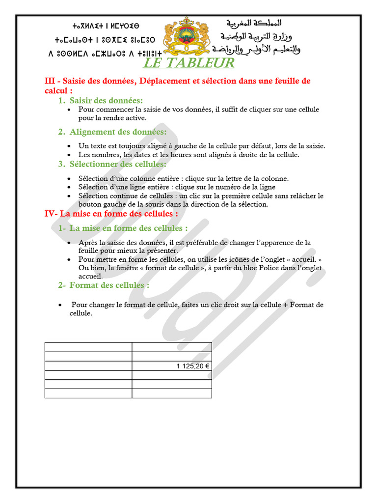 Utilisation du tableur en 3ème | PDF | Somme (arithmétique) | Mathématiques