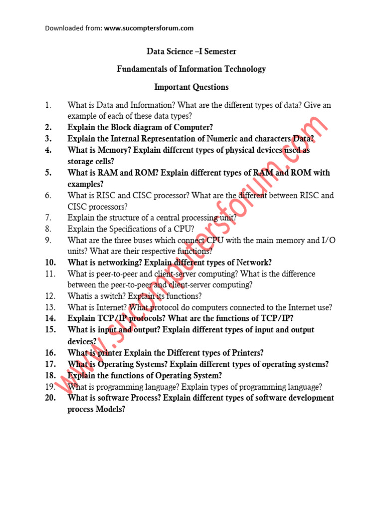 Data Science IMP question | PDF