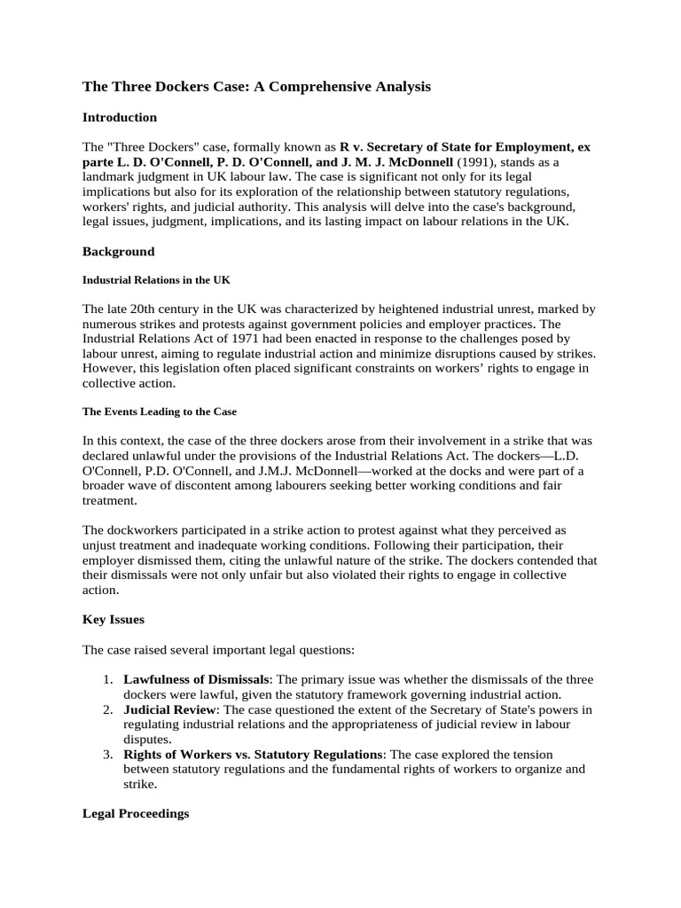 The Three Dockers Case: Labour Rights Impact | PDF | Labour Law ...