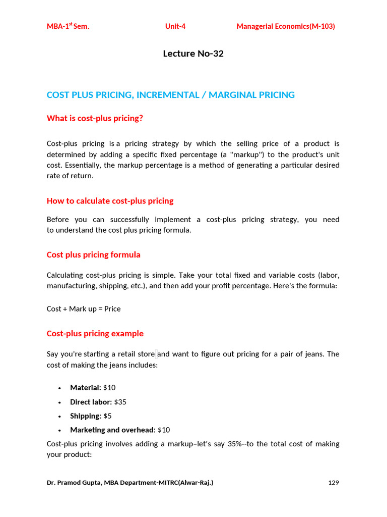 Lecture No 32 Me Pdf Cost Of Living Macroeconomics