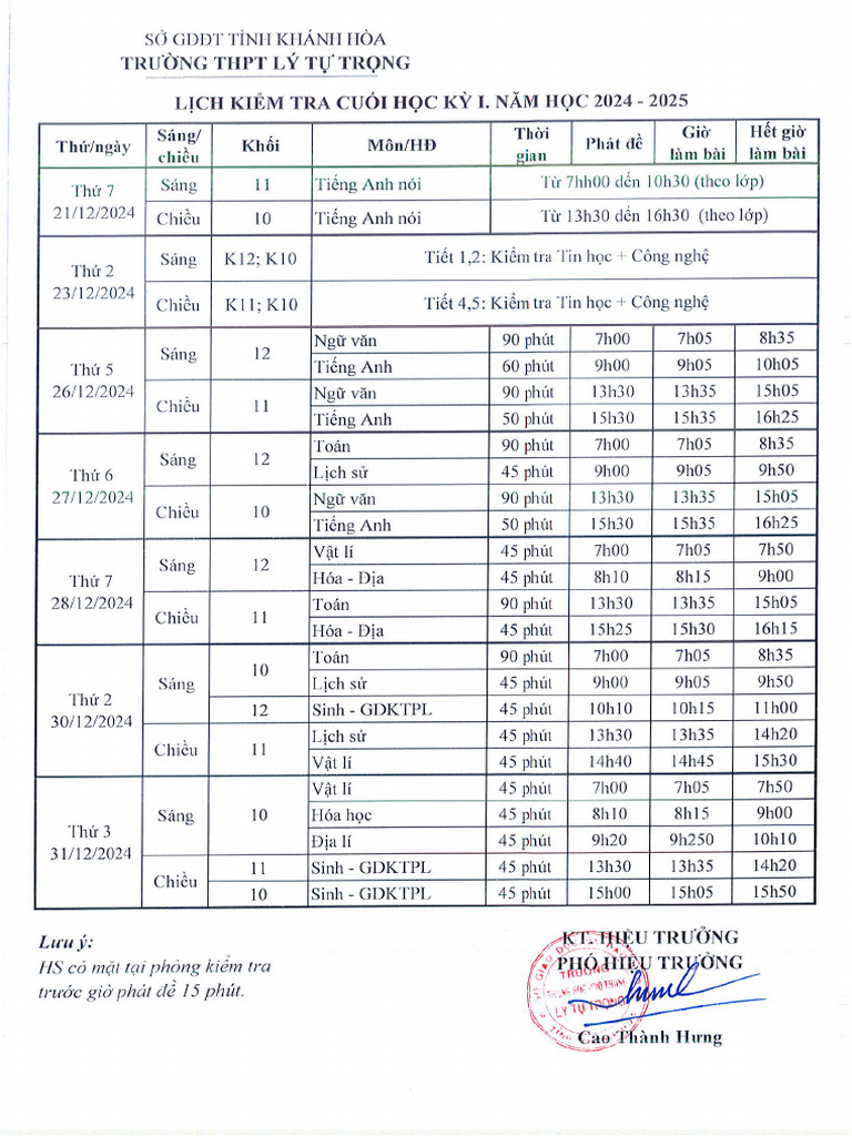 LICH KIEM TRA HKI A2c34 | PDF