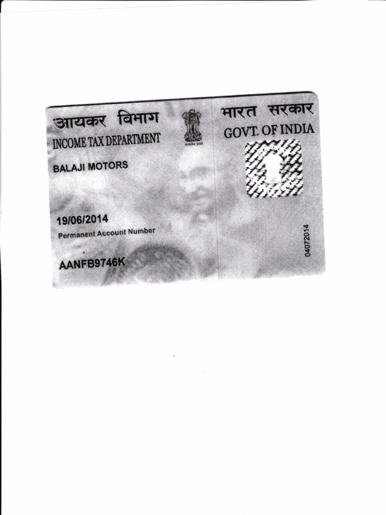Pan Card Balaji Motors | PDF