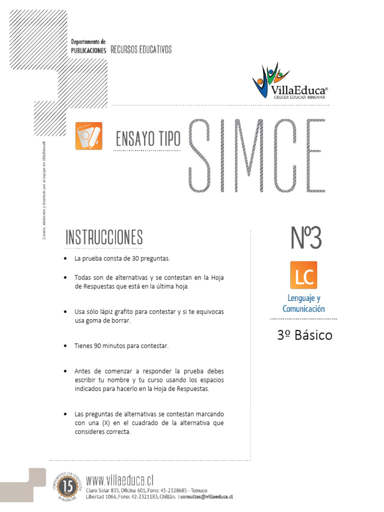 Ensayo Simce 3° Basico | PDF | Pollo