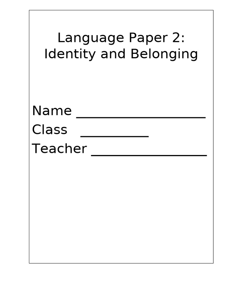 Identity and Belonging: Language Paper 2 | PDF