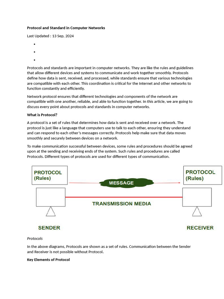Protocol and Standard in Computer Networks | PDF | Computer Network ...