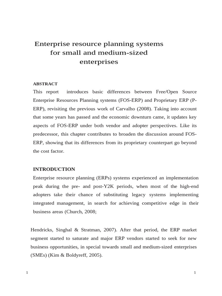 Enterprise Resource Planning For Small and Medium Businesses | PDF | Computing