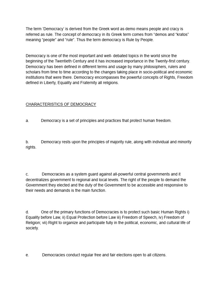 DEMOCRACY | PDF | Democracy | Political Ideologies