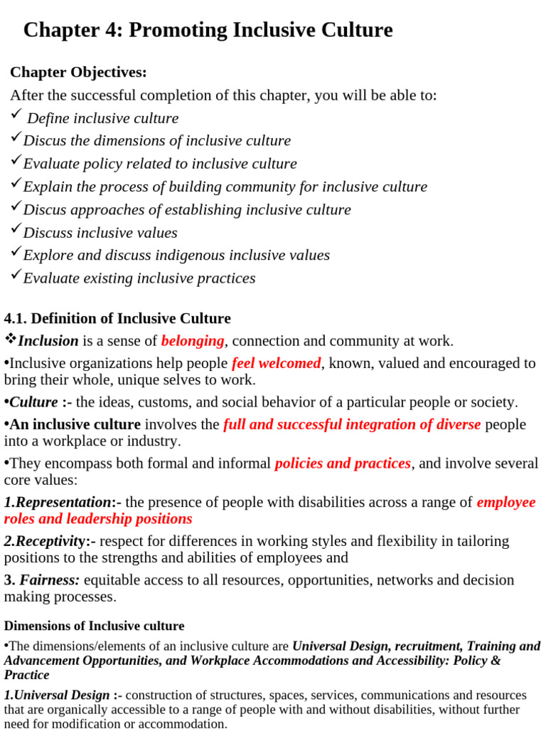 Chapter 4 Inclusiveness | PDF | Inclusion (Education) | Recruitment