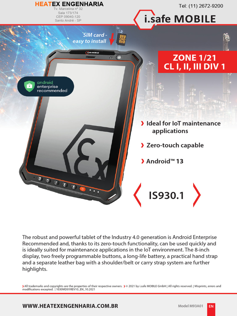 HEATEX ENGENHARIA - Tablet - IS930.1 | PDF | Computing | Mobile Phones