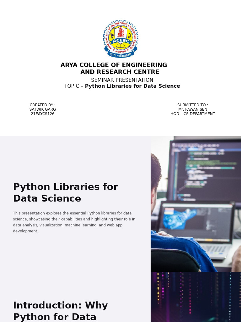 Python Libraries Seminar Pdf Machine Learning Python Programming 4582