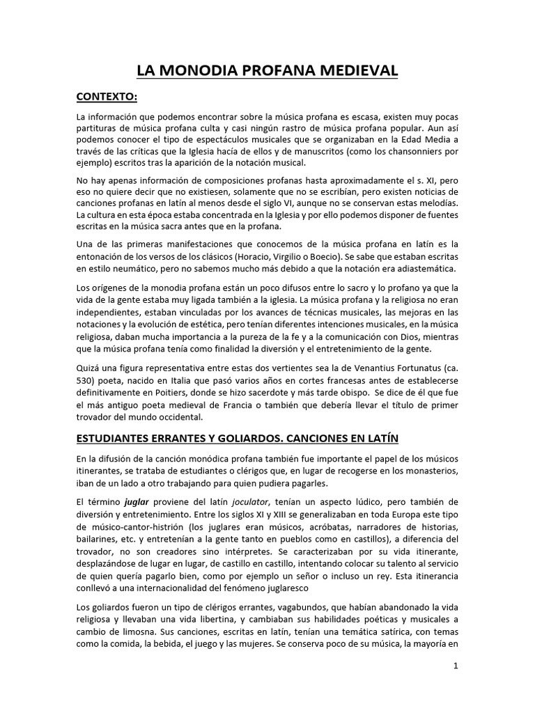 Monodia Profana c57560fbc21be0b76a3727507ebc6b7d | PDF | Canciones ...