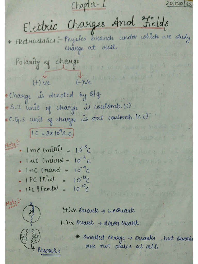 Chapter-1 Electric charges and fields | PDF