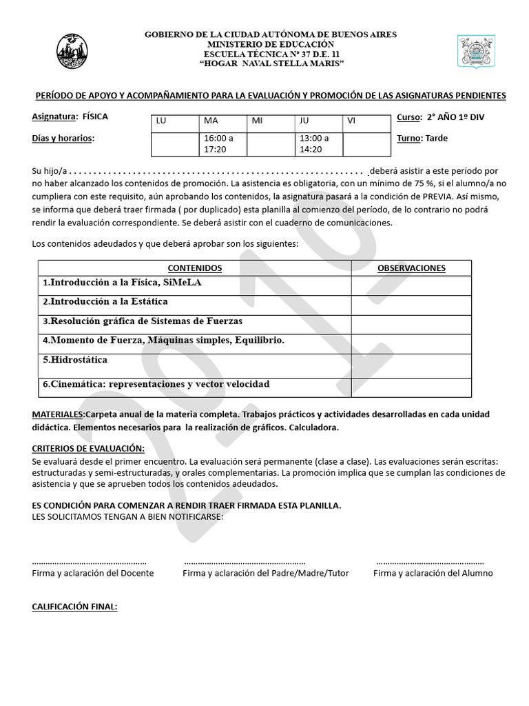 NODALES FISICA 2do 1ra 2024 | PDF