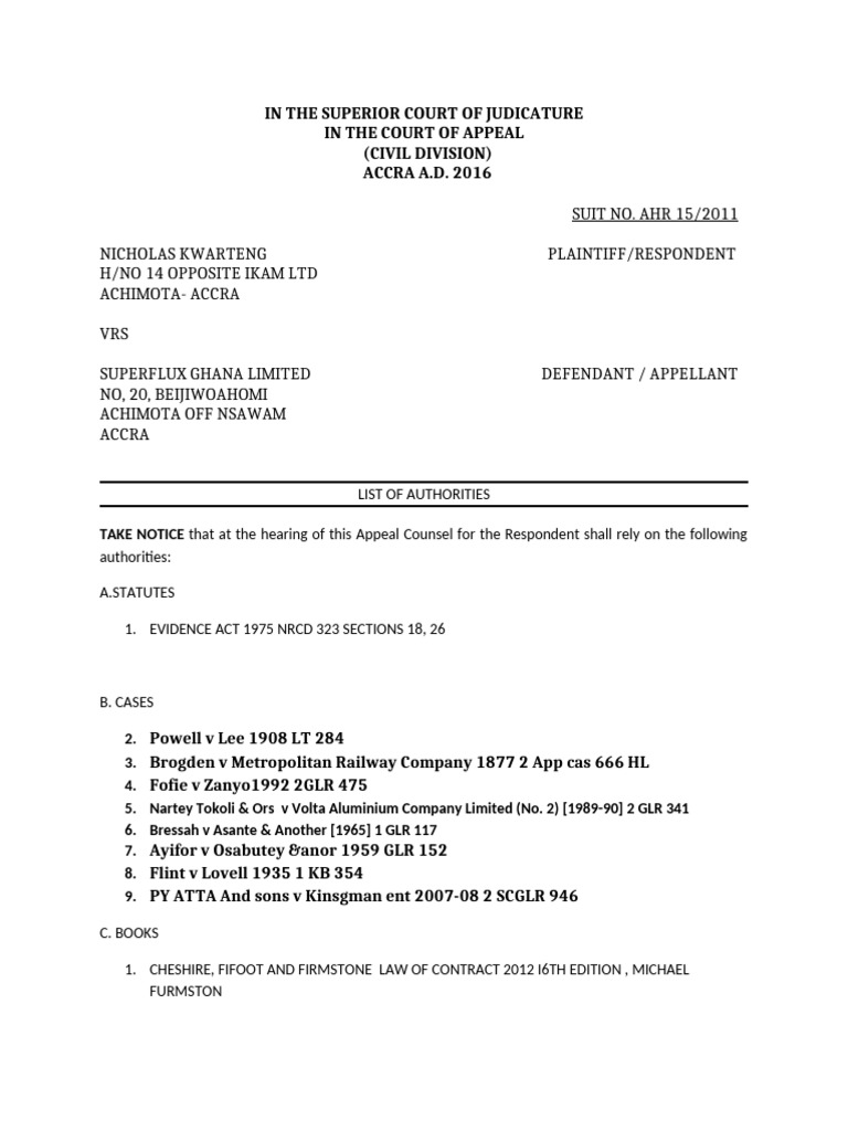 List of Authorities | PDF