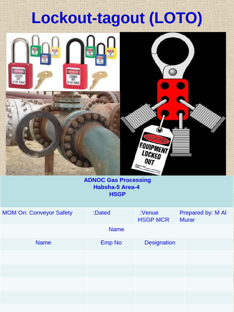 MOM On LOCKOUT-TAGOUT | PDF | Occupational Safety And Health | Safety