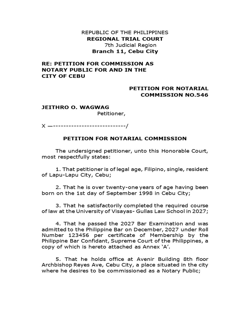 PETITION FOR NOTARIAL COMMISSION LEGAL FORMS ASSIGNMENT | PDF | Notary ...