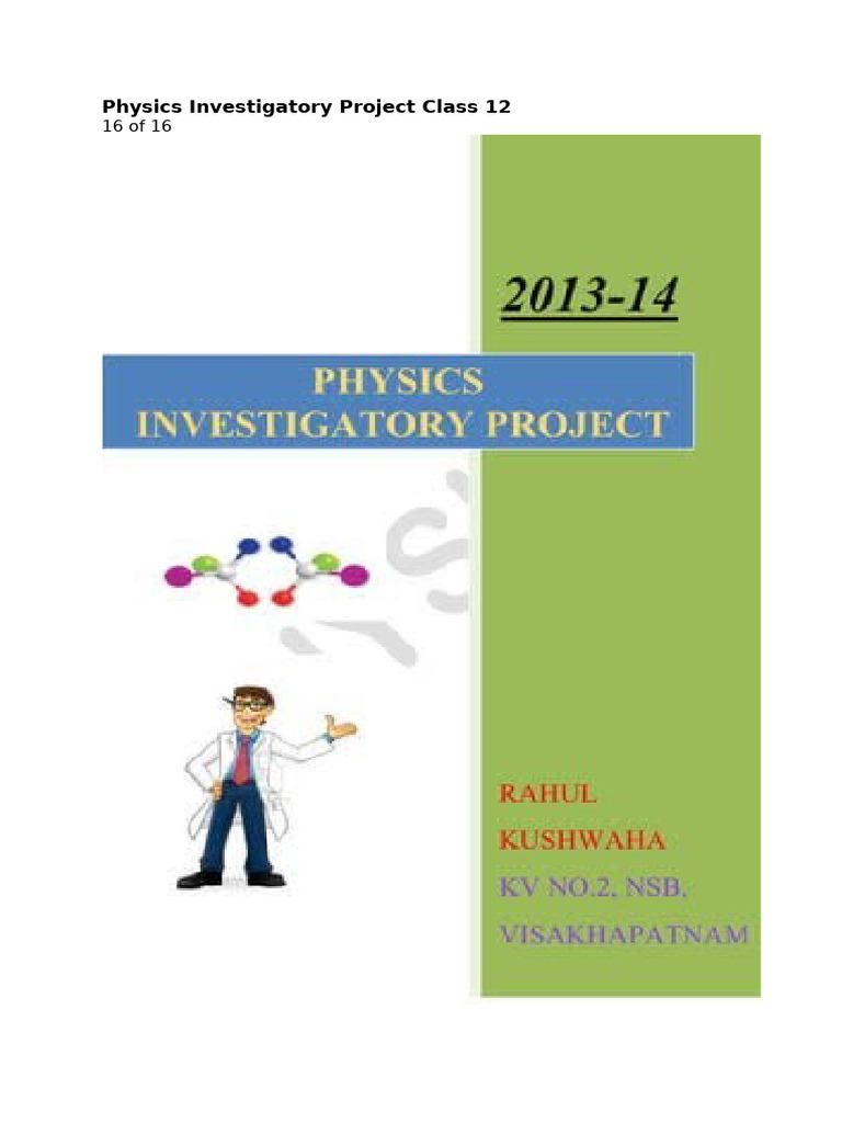 Physics Investigatory Project Class 12 | PDF