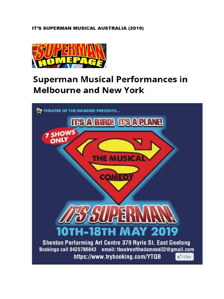 its superman musical australia 2019 | PDF