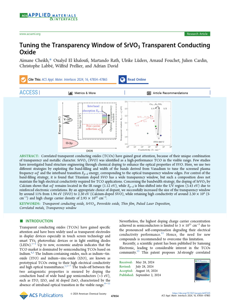 2024-Tuning The Transparency Window of SrVO3 Transparent Conducting ...