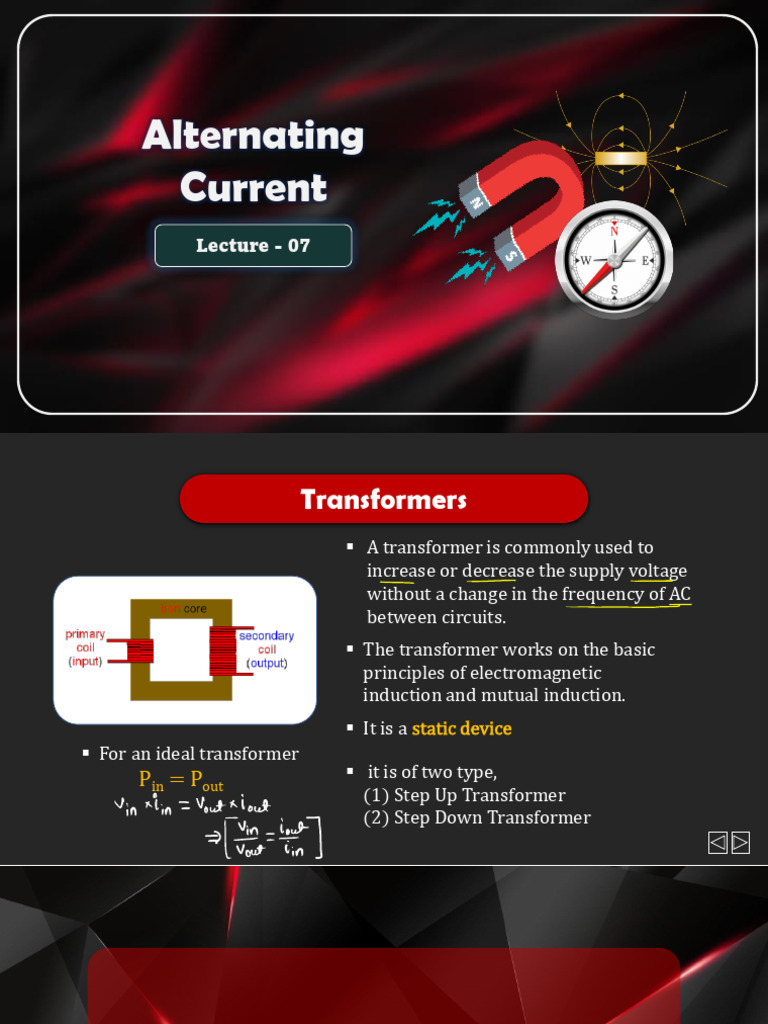 [L 6] Alternating Current Transformer | PDF | Transformer | Electromagnetic Induction