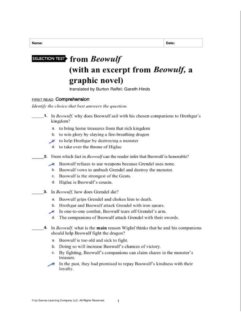 From beowulf selection test | PDF