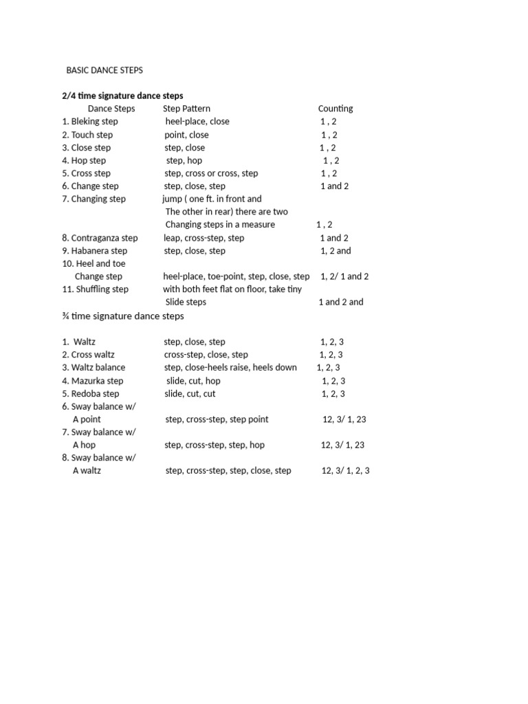 Basic Dance Steps | PDF