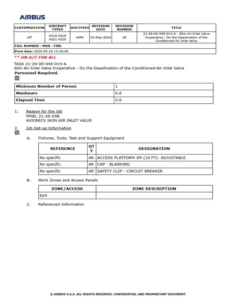 A320 Skin Air-Inlet Valve Deactivation | PDF | Aviation | Aircraft