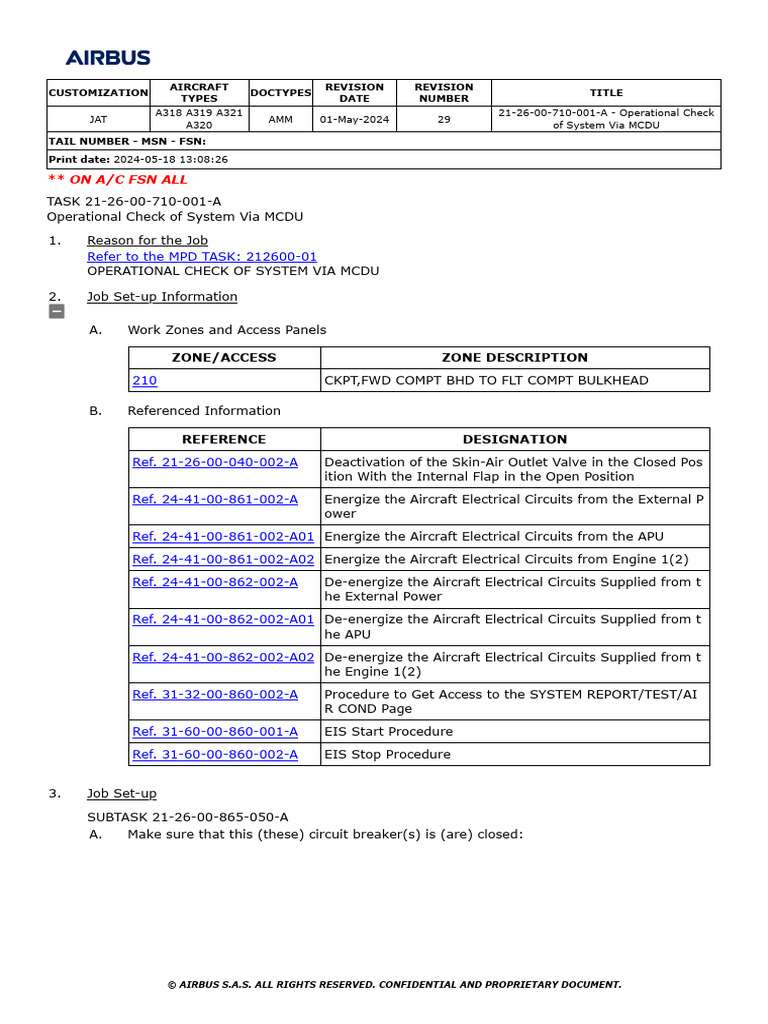 JAT - A318 - A319 - A320 - A321 - AMM - 01-May-2024 - 21-26-00-710-001 ...