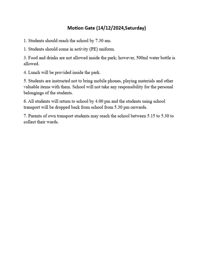 Instructions Motion Gate | PDF