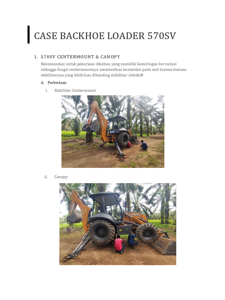 Backhoe Loader 570SV: Stabilizer & Canopy | PDF