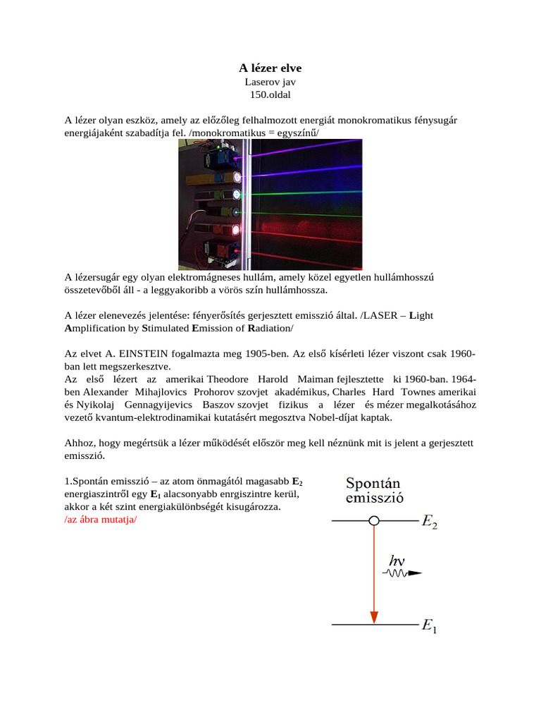 A Lézer Elve | PDF