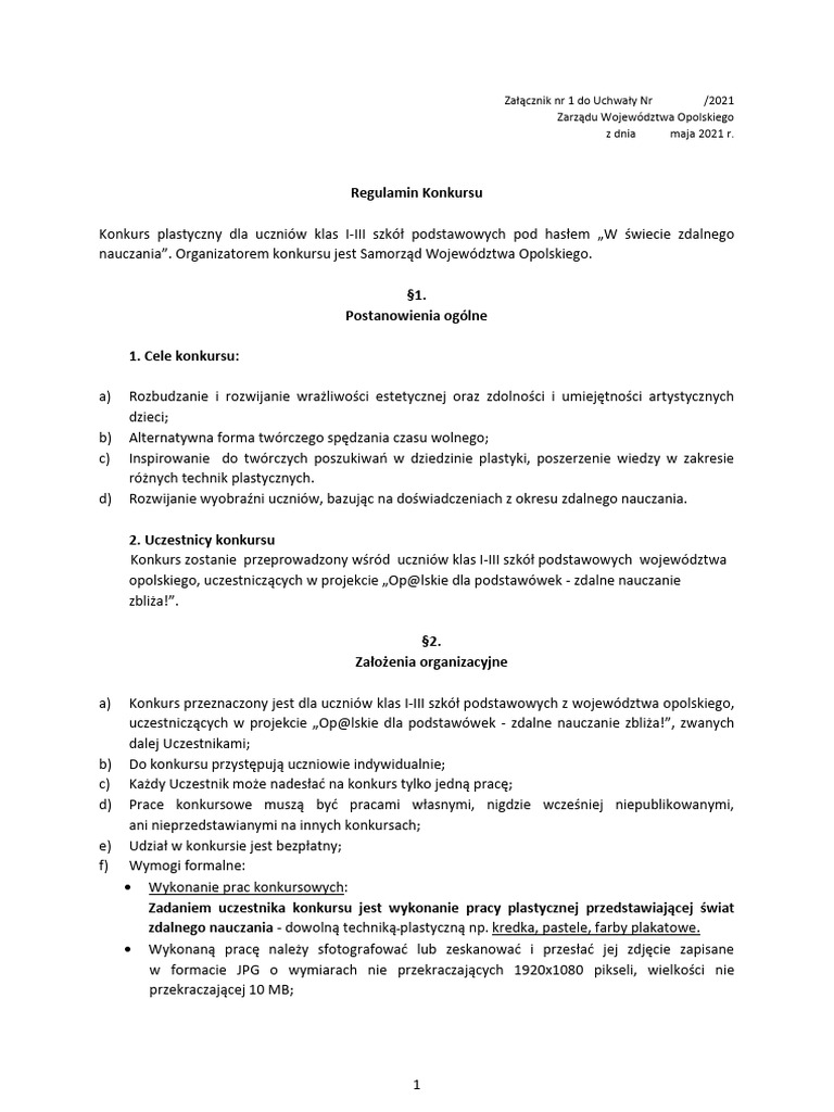 Regulamin-konkursu-plastycznego | PDF