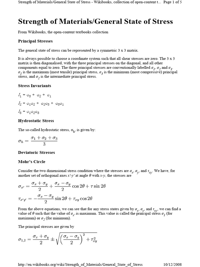 Strength of Materials | PDF | Stress (Mechanics) | Classical Mechanics