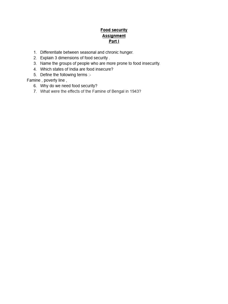 Food Security Part I | PDF