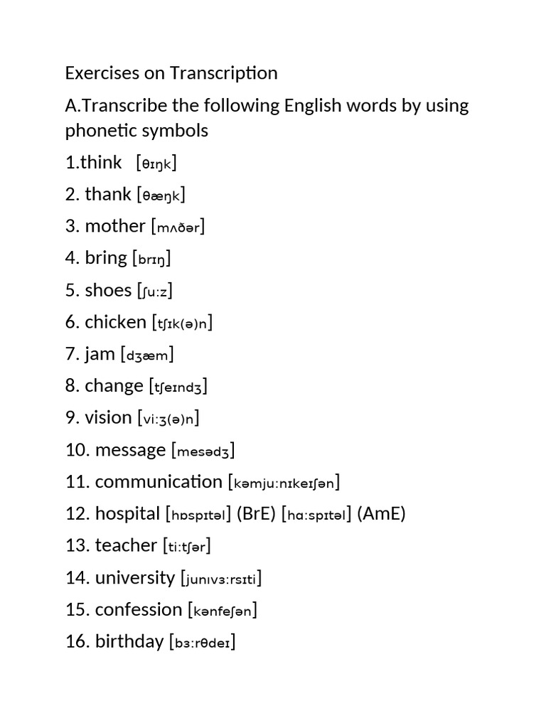 Transcription Exercises | PDF