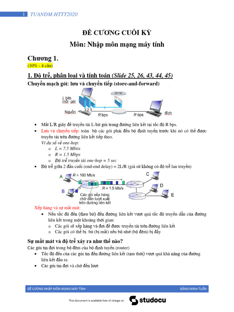 De Cuong Nhap Mon Mang May Tinh Trang | PDF