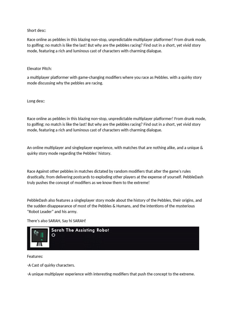 Steam page descriptions | PDF