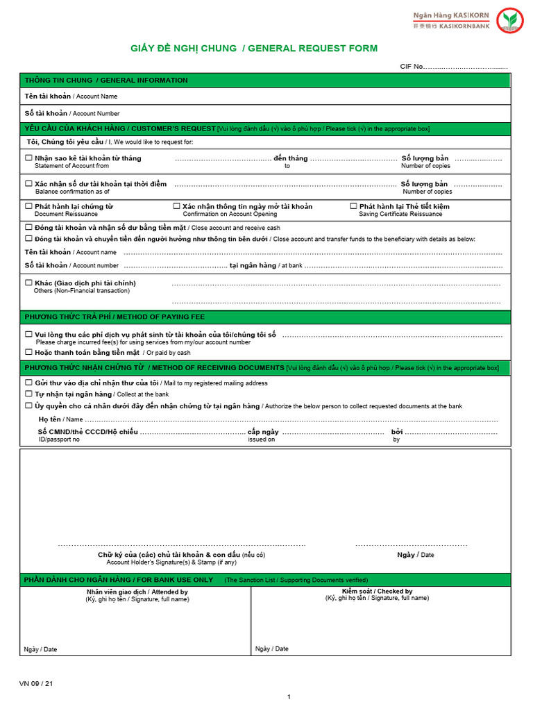 General Request Form_VN09-21 | PDF