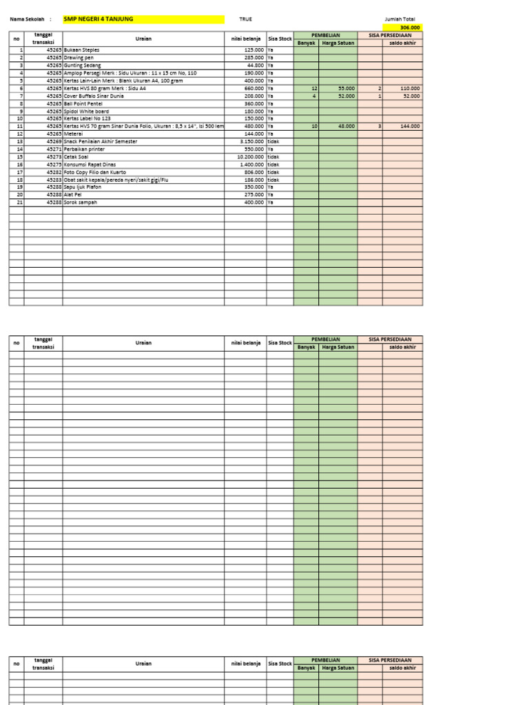 Rinci Bhp Smpn 4 Tanjung | PDF