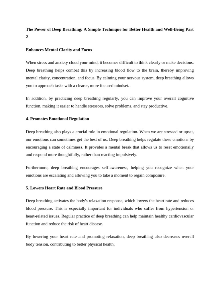 The Power of Deep Breathing PART 2 | PDF | Relaxation (Psychology) | Sleep