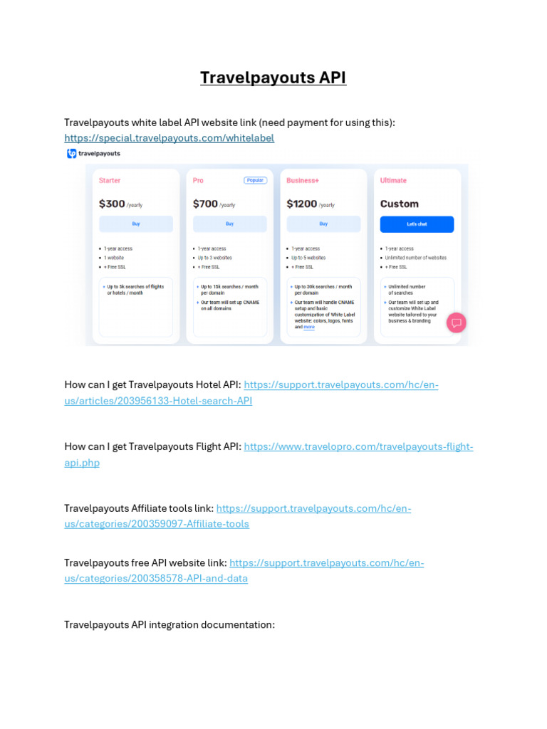 Travelpayouts API Info | PDF