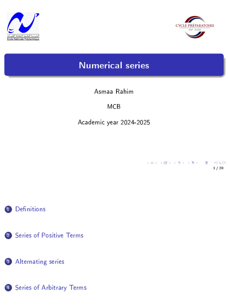 Numerical Series | PDF | Mathematical Objects | Mathematical Concepts