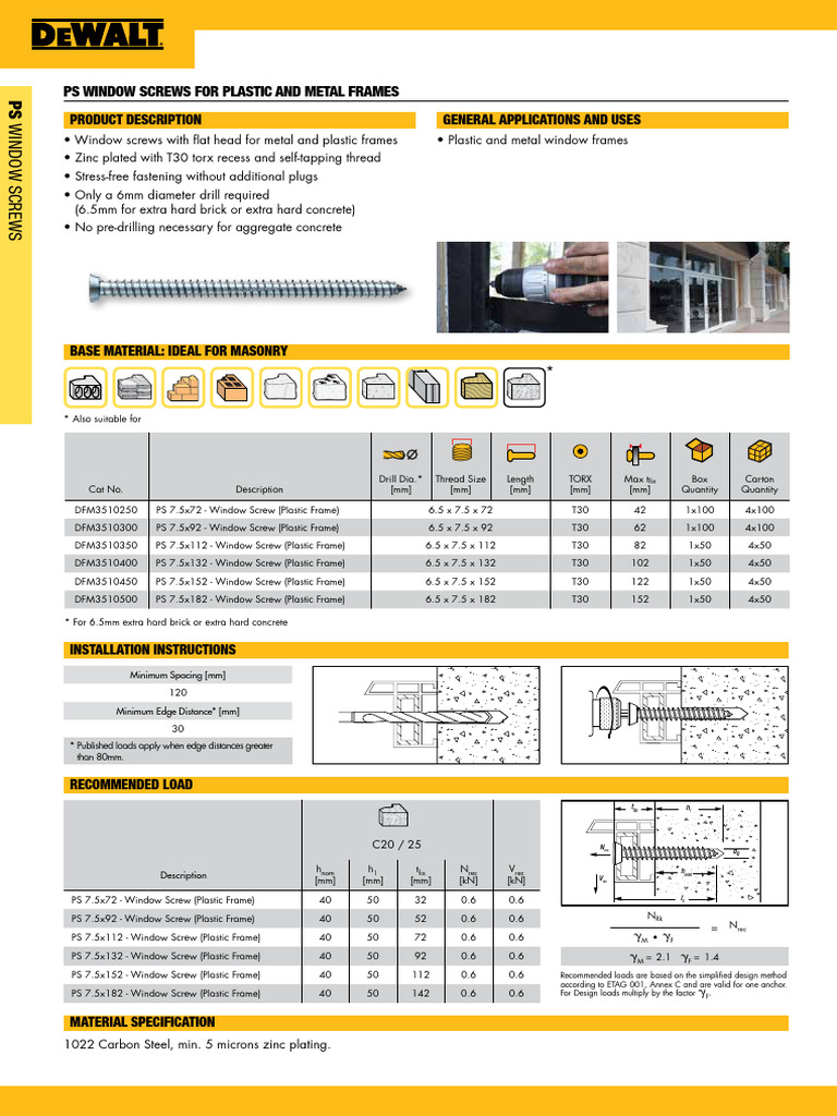 DW - Mechanical Anchors PS 073470 TDS EN | PDF | Screw | Building ...