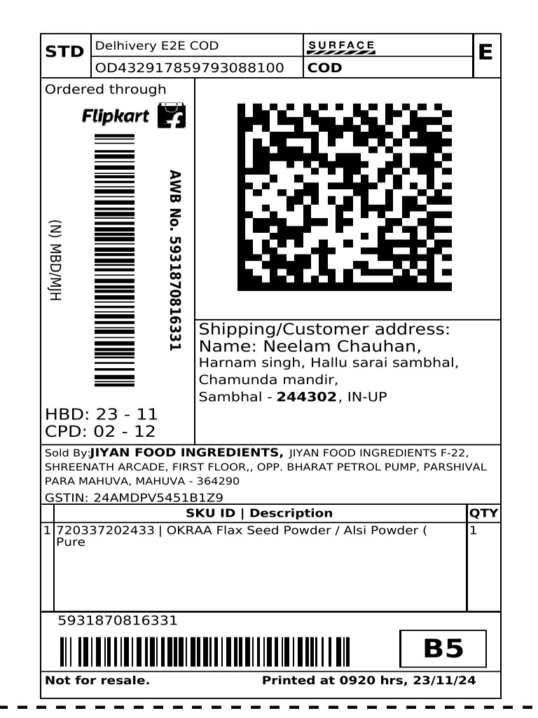 Flipkart Labels 23 Nov 2024 09 20 | PDF | Taxes | Government Finances