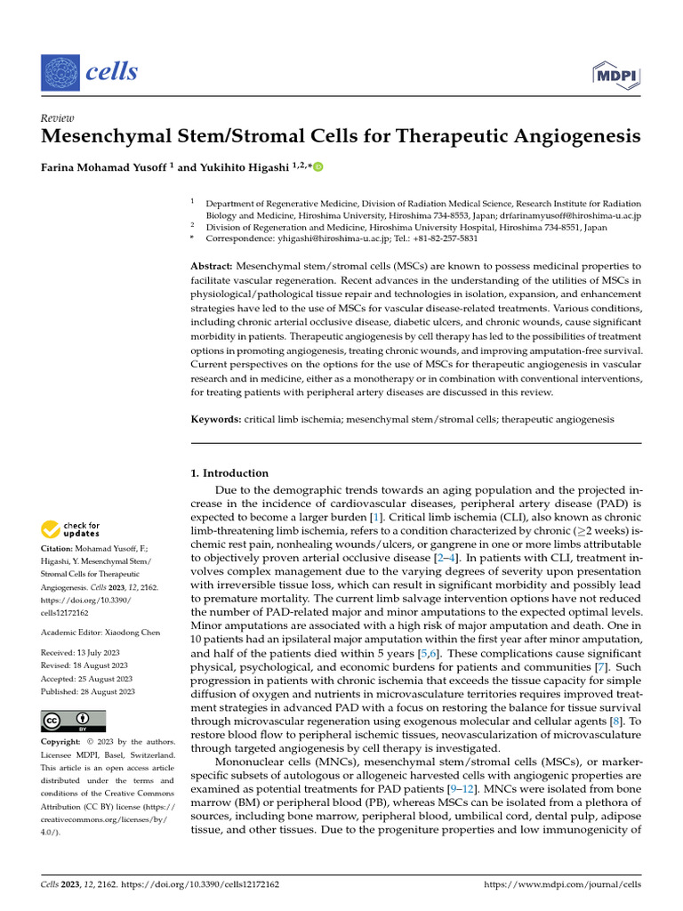 cells-12-02162 | PDF | Angiogenesis | Mesenchymal Stem Cell