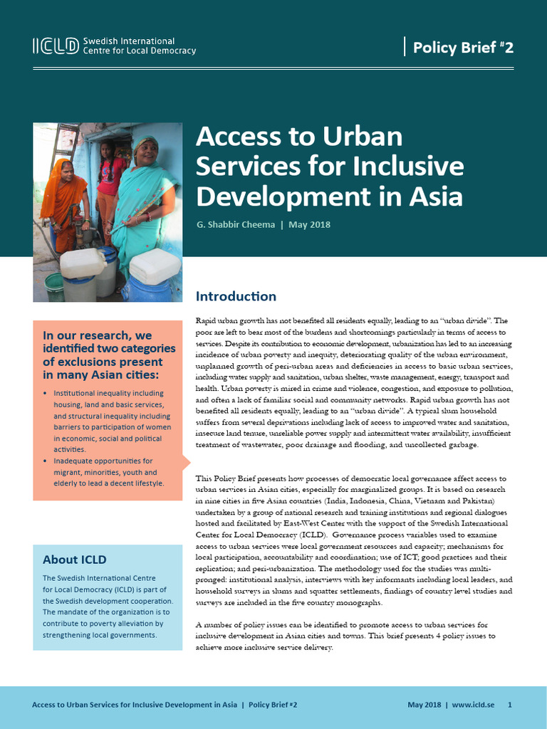 Urban Services Access in Asian Cities | PDF | Governance | Poverty