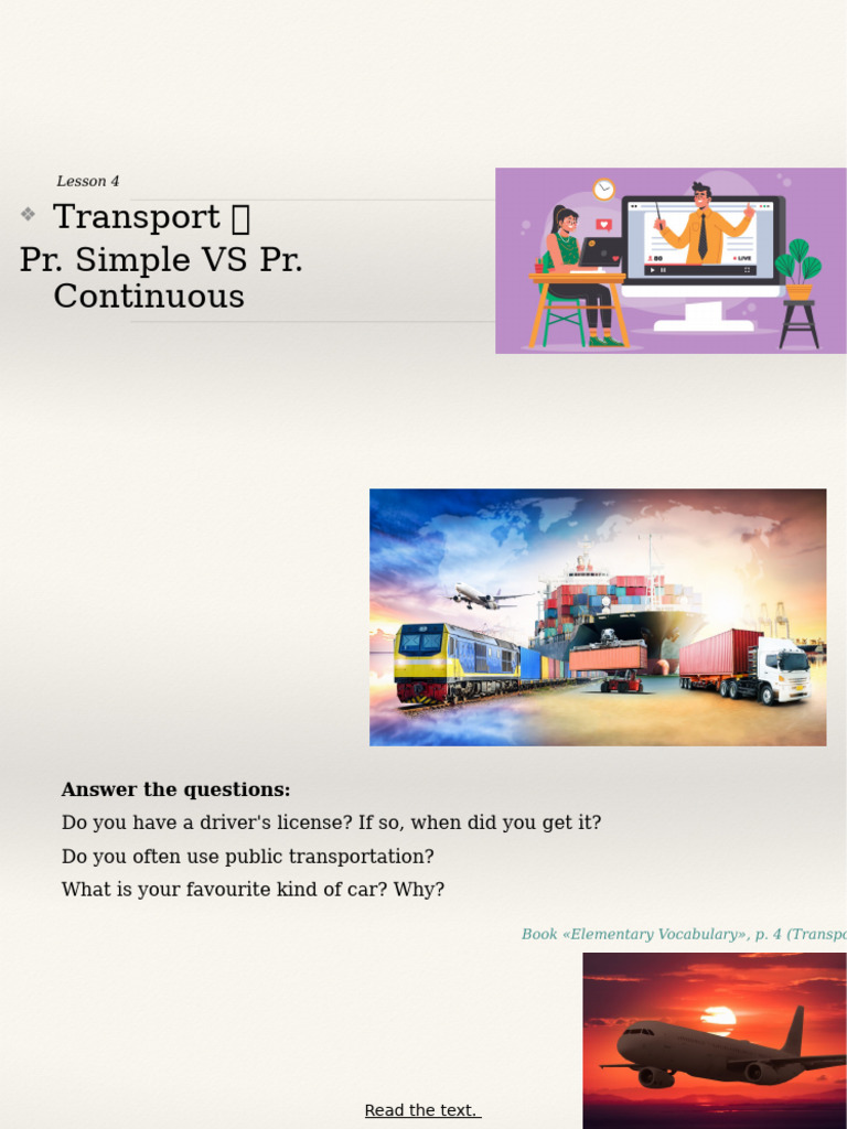 Present Tenses in Transport Context | PDF