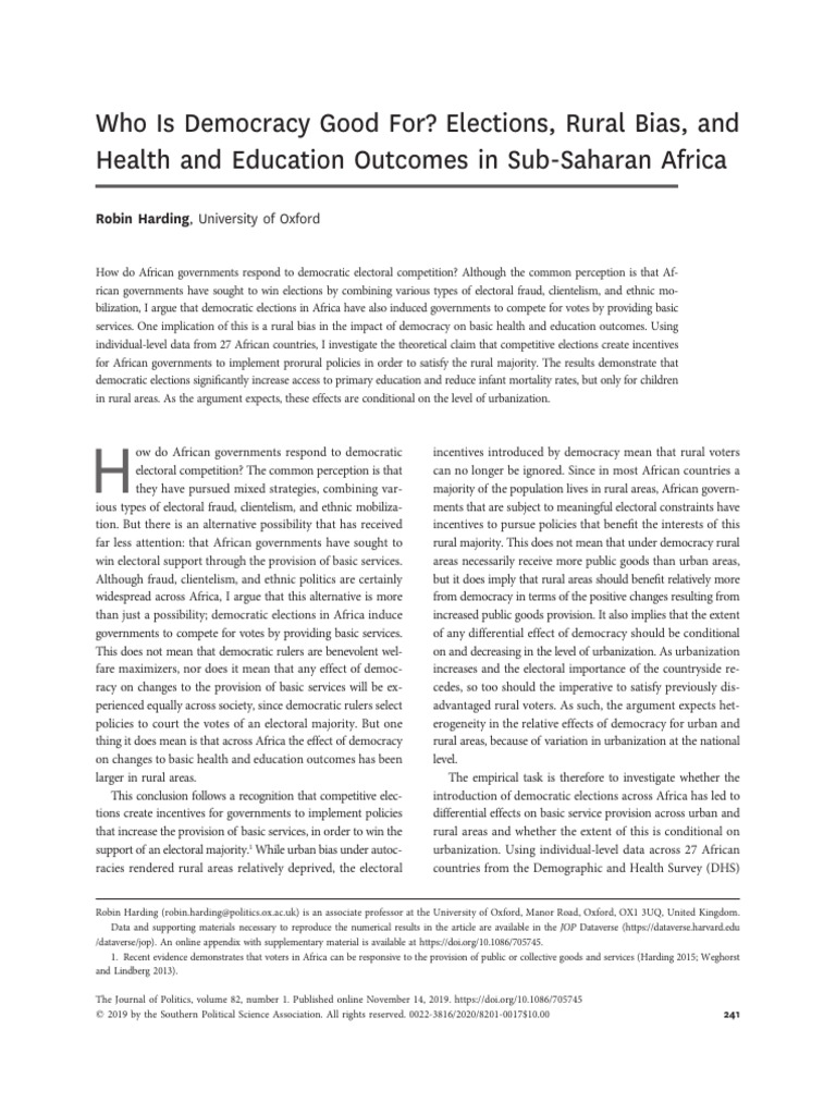 Robin Harding Who Is Democracy Good For | PDF | Fixed Effects Model ...